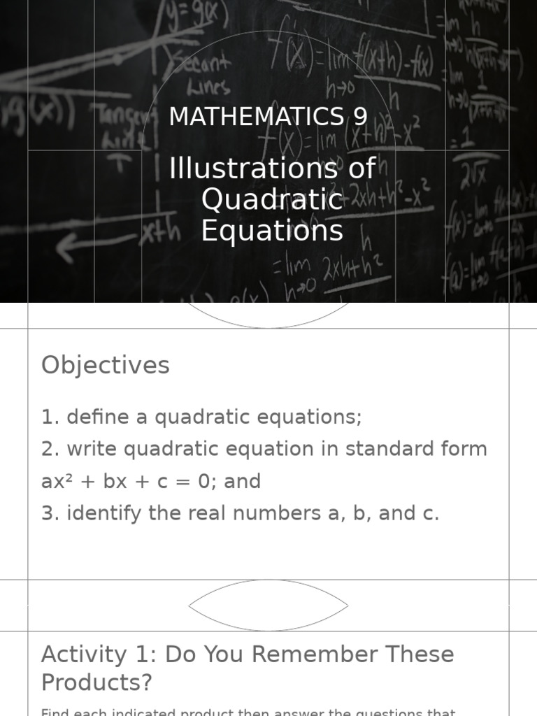 Illustrations of Quadratic Equations | PDF