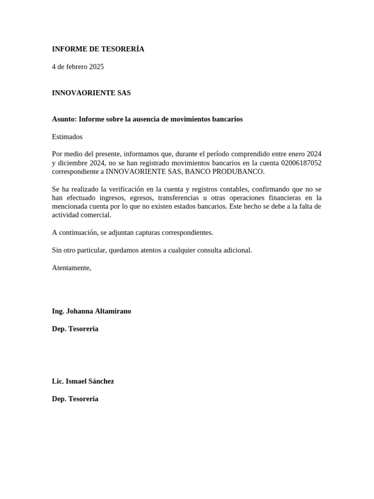 Informe de Tesorería | PDF