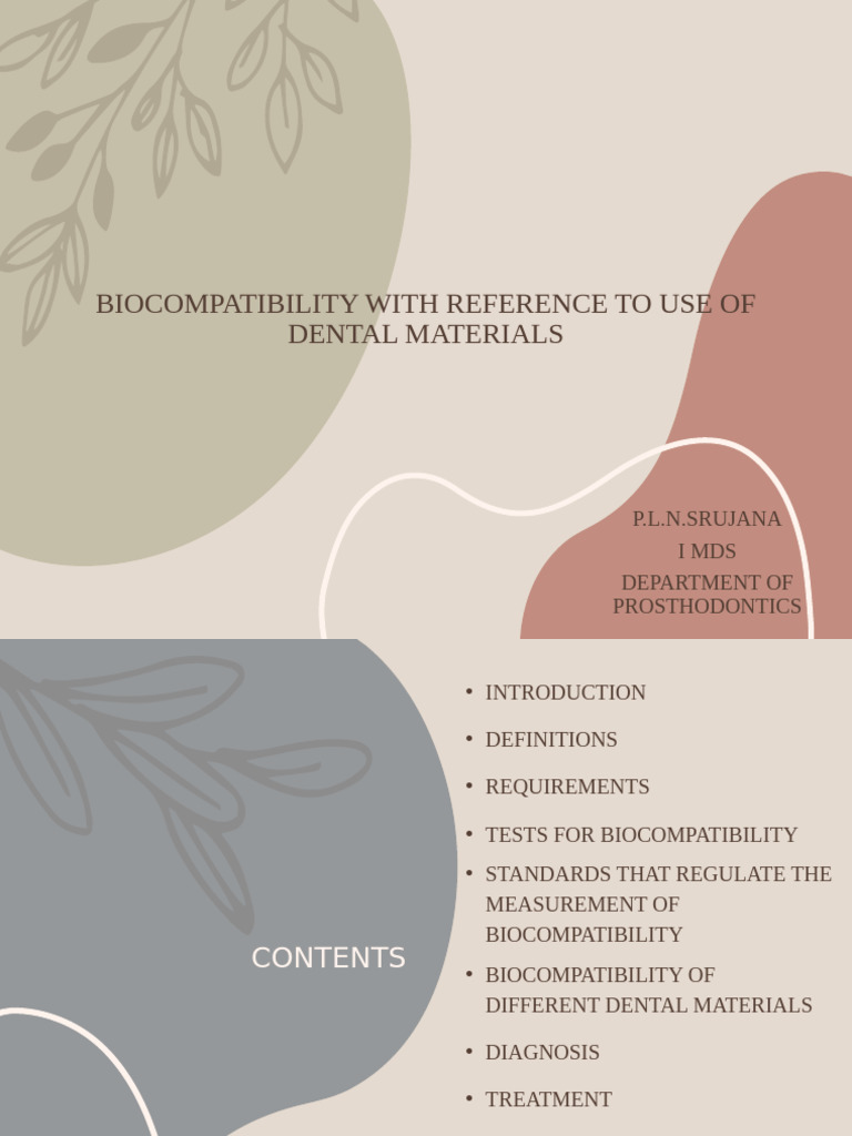Biocompatibility With Reference To Use of Dental Materials-1 | PDF ...