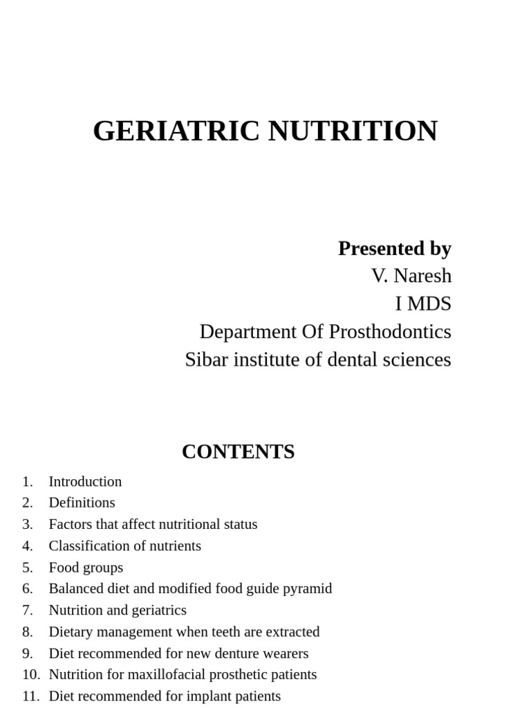 Geriatric Nutrition Seminar 1 | PDF | Vitamin | Geriatrics
