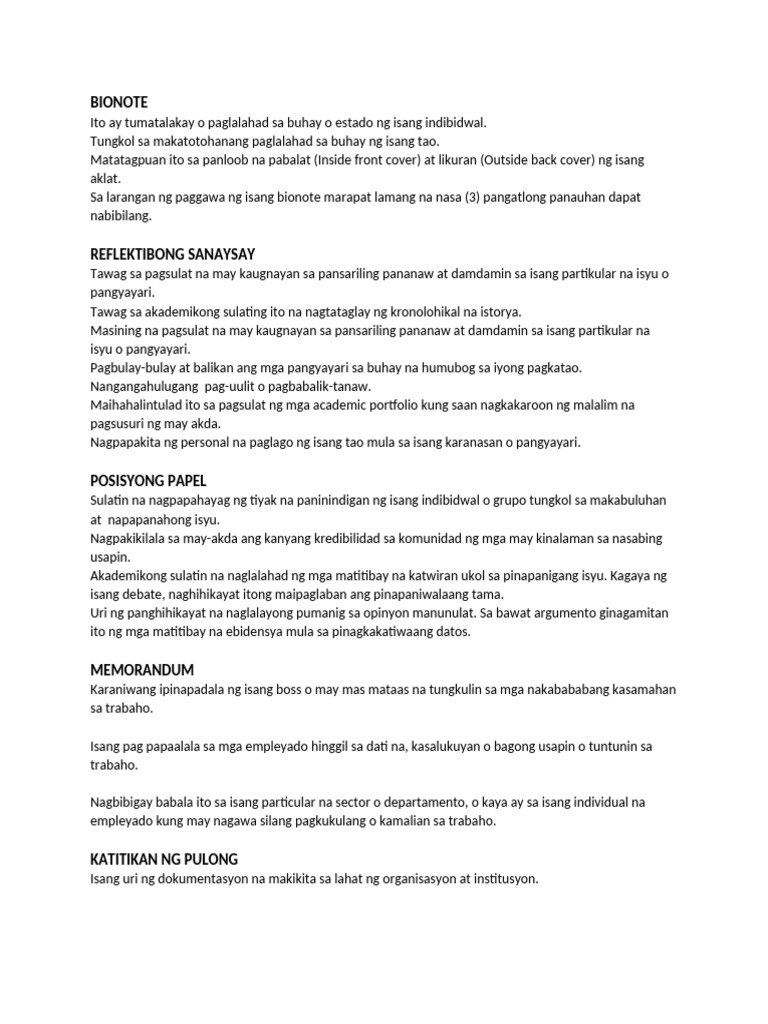 Piling Larang Reviewer Q2 | PDF