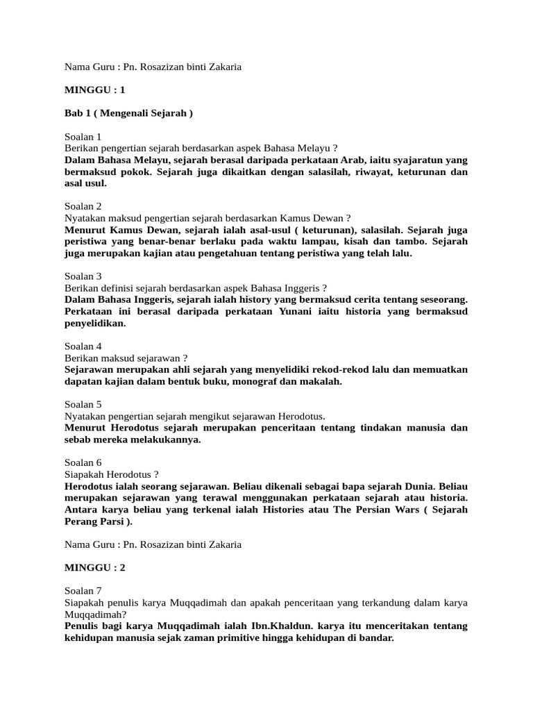 Modul Sejarah T1 2024 | PDF