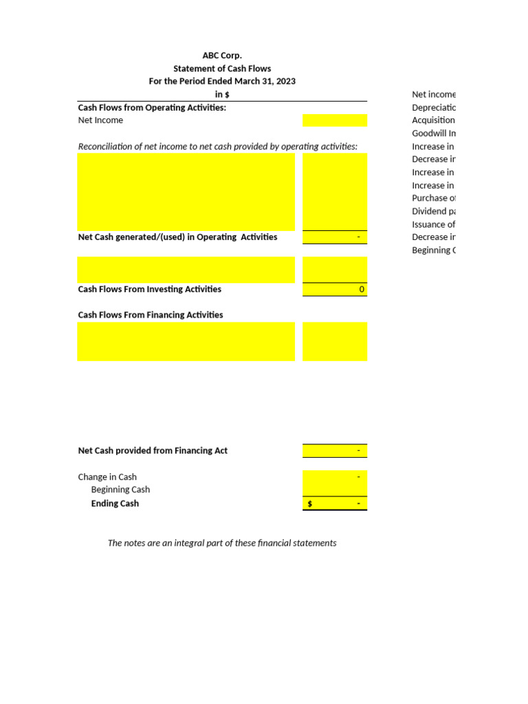 Cash Flow Problem - V2 Revised | PDF | Goodwill (Accounting) | Depreciation