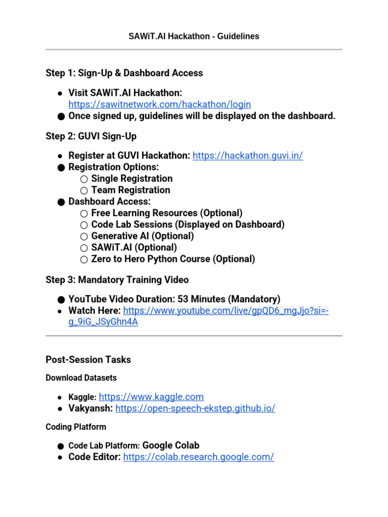 Sawit. Hackathon - Guidelines | PDF