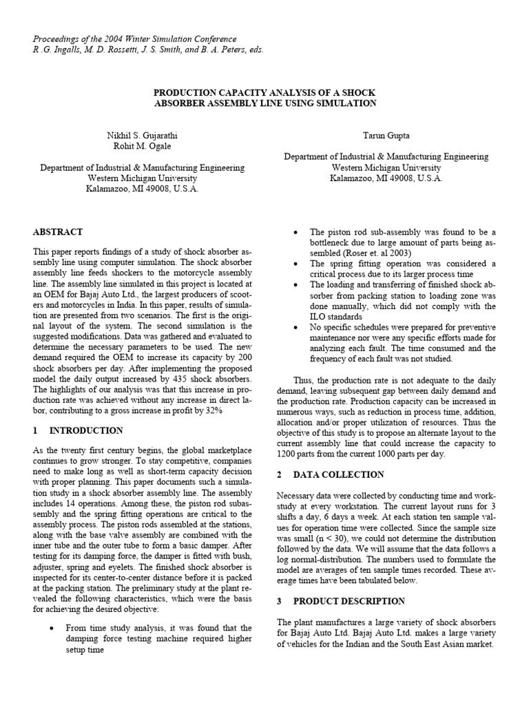 Shock Absorber Assembly Line | PDF | Simulation
