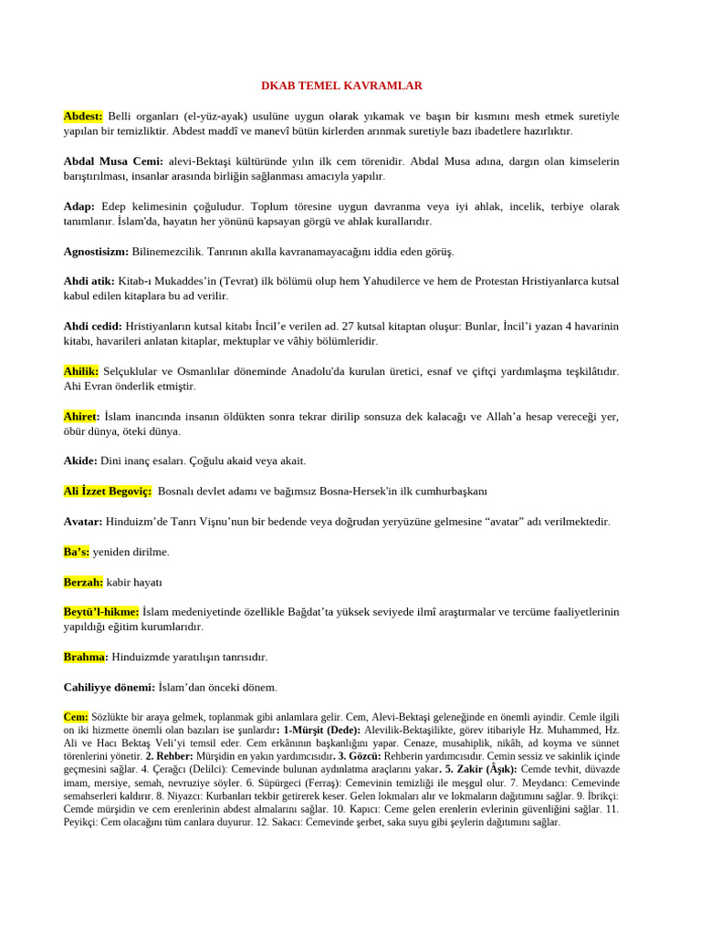 DKAB TYT Kavramlar | PDF