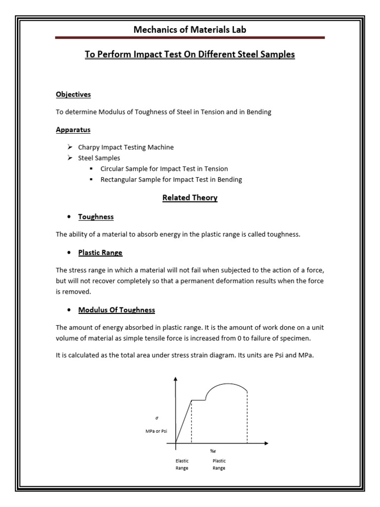 To Perform Impact Test On Different Steel Samples | PDF | Deformation ...