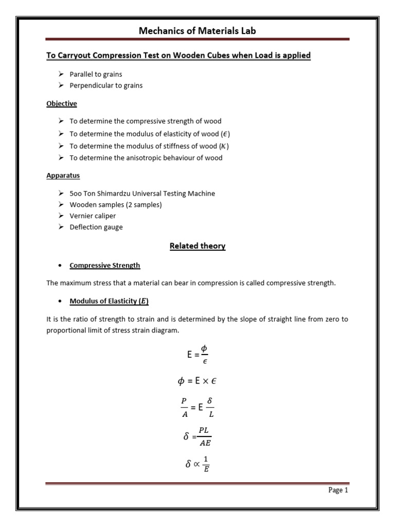 Compression Test | PDF | Strength Of Materials | Young's Modulus