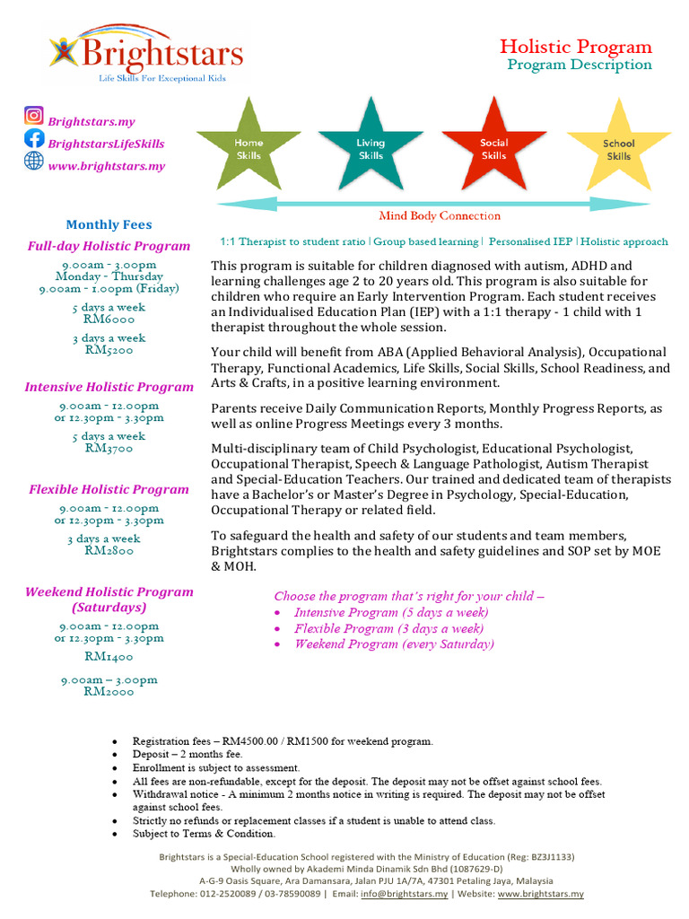 Brightstars Holistic Program Brochure 2023 | PDF | Individualized ...
