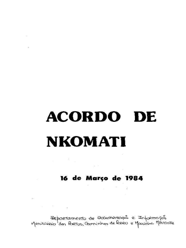 Acordo de Nkomati - Documento Final | PDF