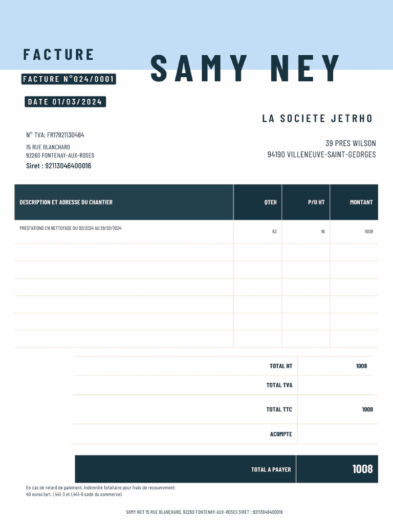 Bleu Foncé Beige Simple Facture de Graphiste Facture | PDF