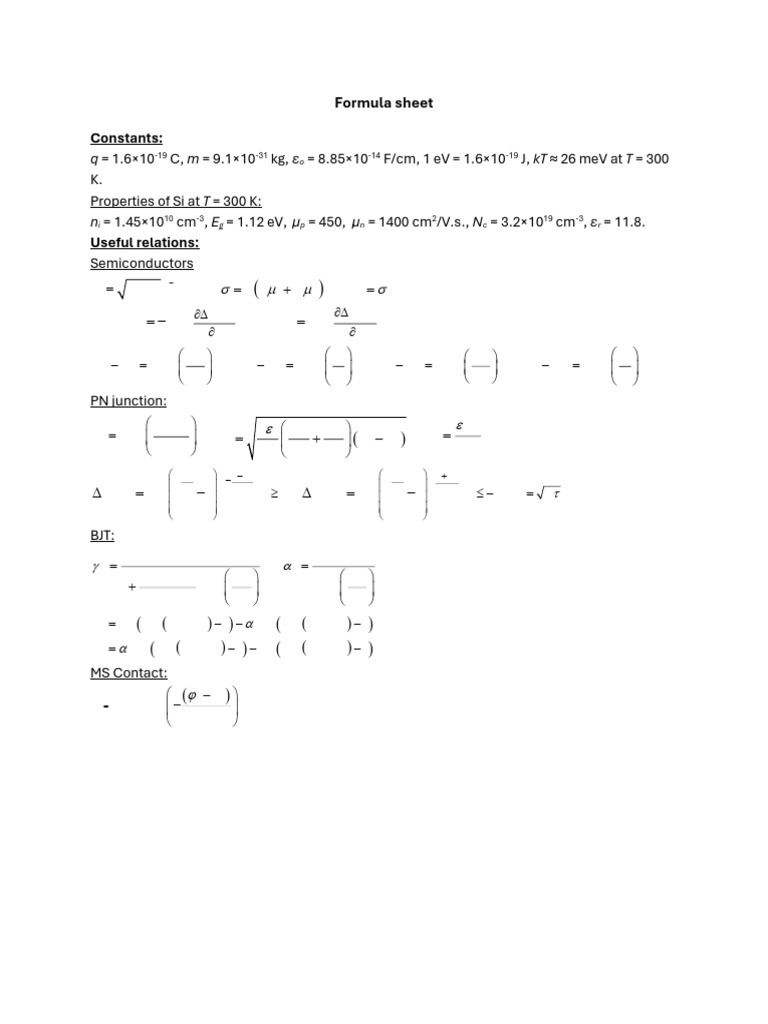 New Formula Sheet | PDF