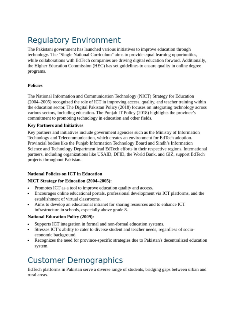 Ed Tech Industry Overview Pakistan | PDF | Educational Technology ...
