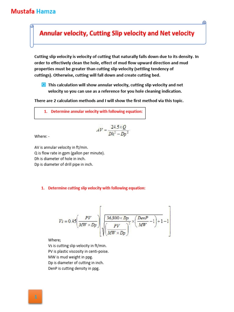 Concepts in Hole Cleaning. | PDF | Flow Measurement | Velocity