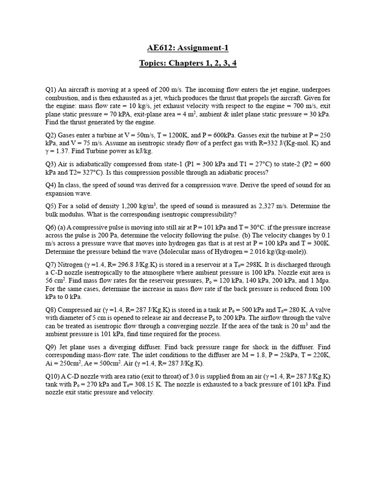 Aircraft Engine Thrust and Turbine Power Calculations | PDF | Jet Engine | Nozzle