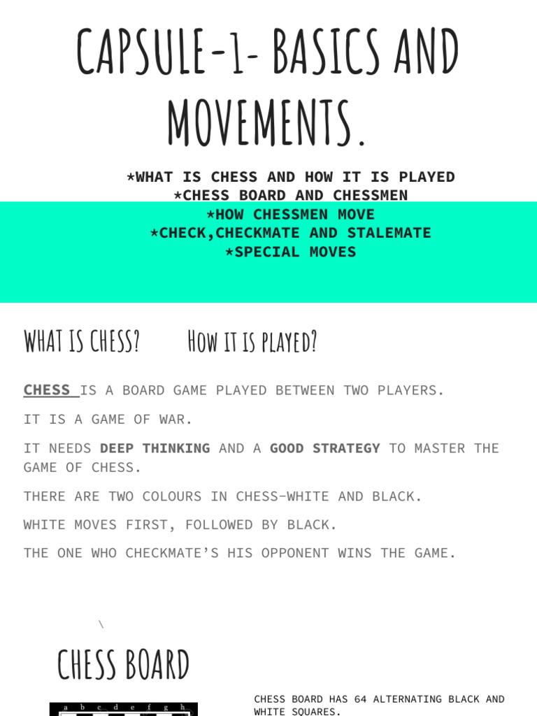 Capsule-1 - Basics and Movements | PDF | Chess | Board Games