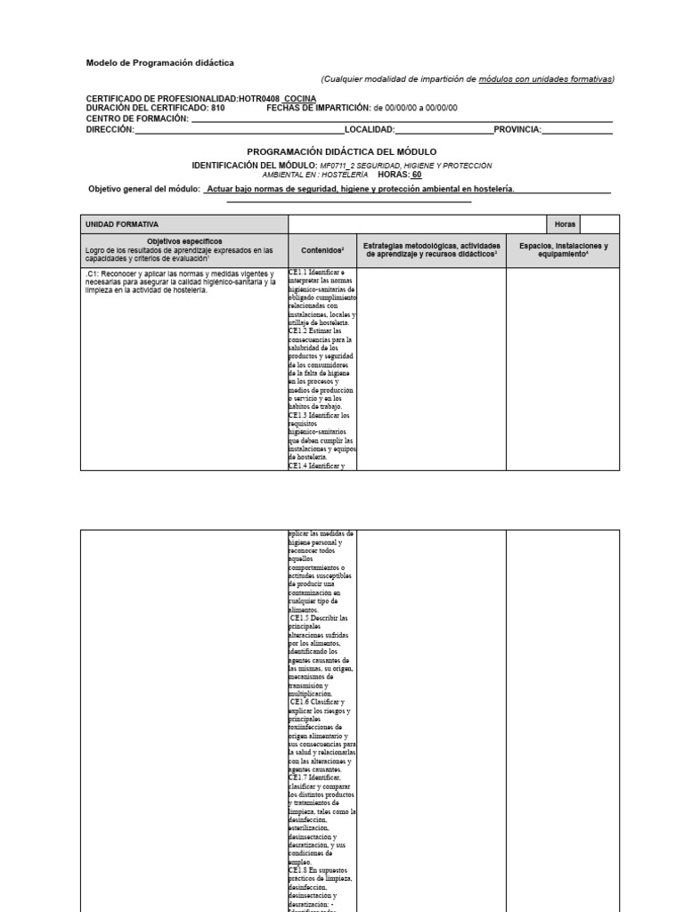 Modelo de Programacion Didactica | PDF | Reciclaje | Residuos