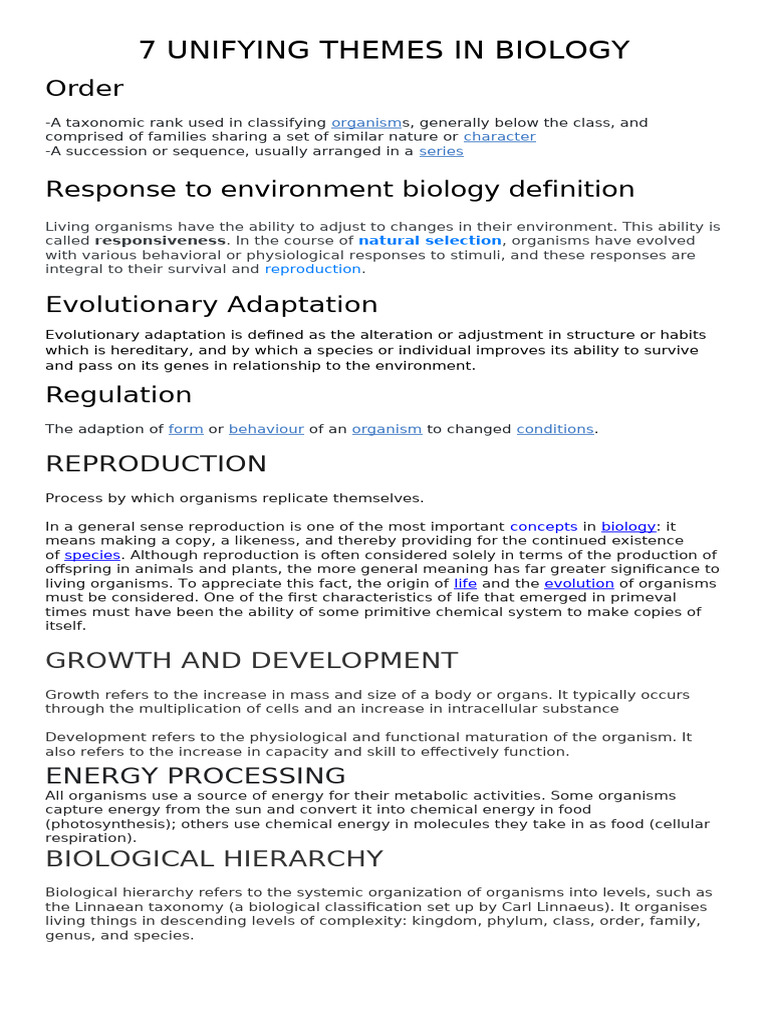 7 Unifying Themes in Biology | PDF | Organisms | Evolution
