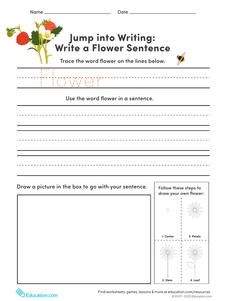 Write a Sentence About Flowers | PDF