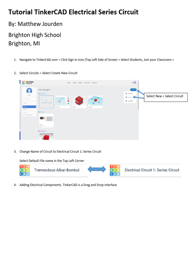 01 Tutorial TinkerCAD Electrical Series Circuit | PDF | Series And ...
