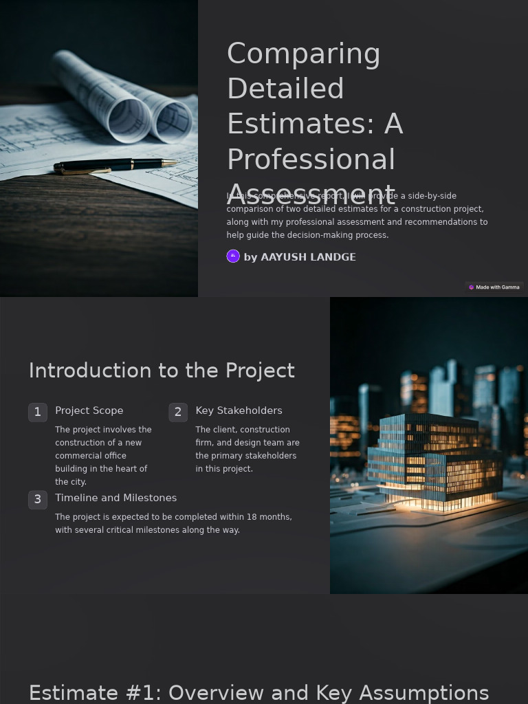 Comparing Detailed Estimates A Professional Assessment | PDF | Risk ...