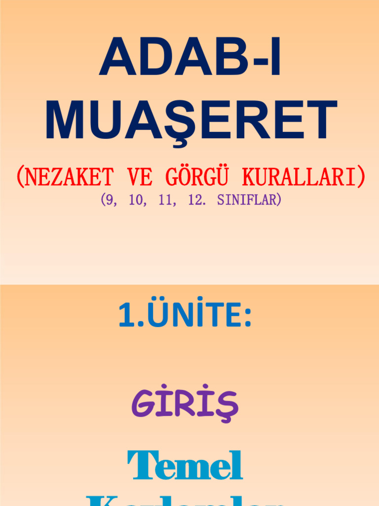 9101112.Siniflar Adabi Muaseret Dersi Gorgu Kurallari Ders Notu | PDF