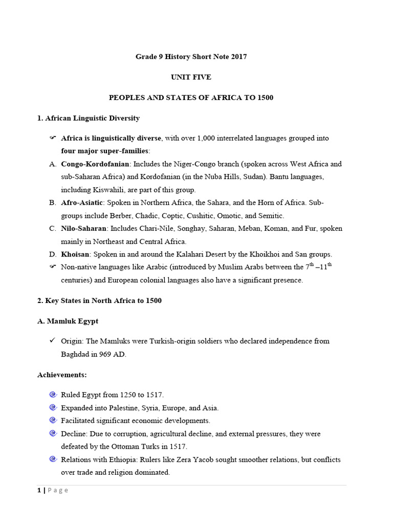 Grade 9 History Unit 5 | PDF | Africa | West Africa