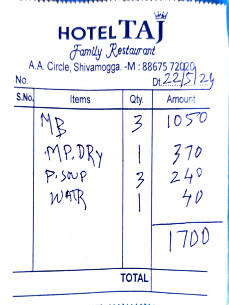 Food Bill SMG 220524 | PDF