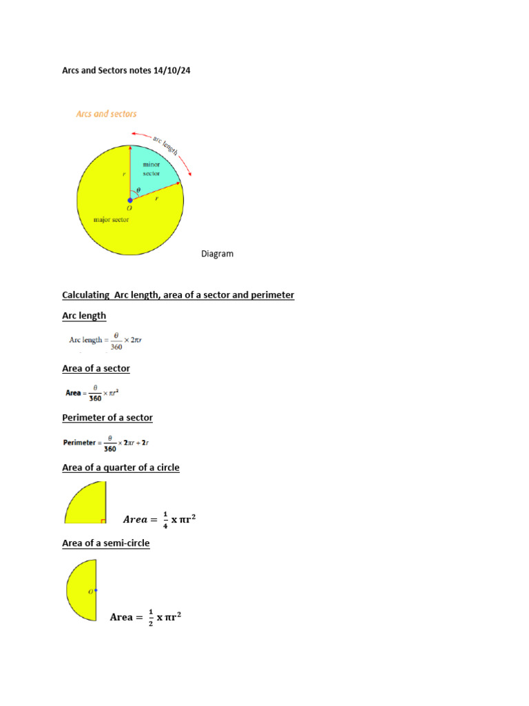 Arcs and Sectors Notes | PDF