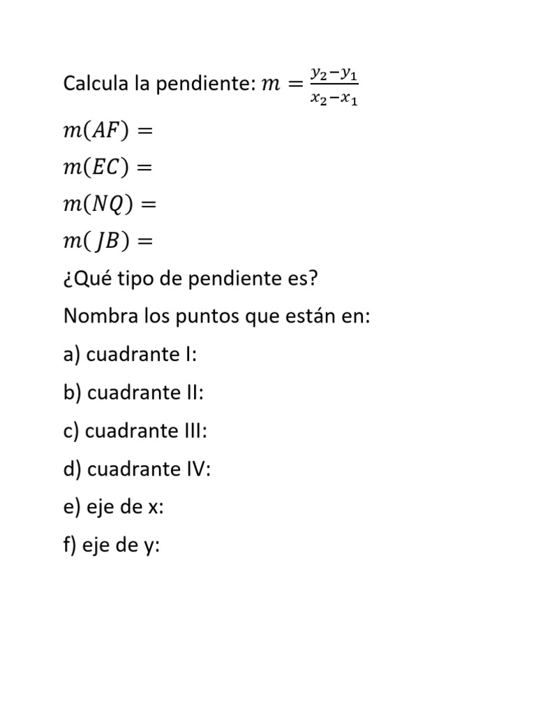 Cálculo de Pendientes y Cuadrantes | PDF