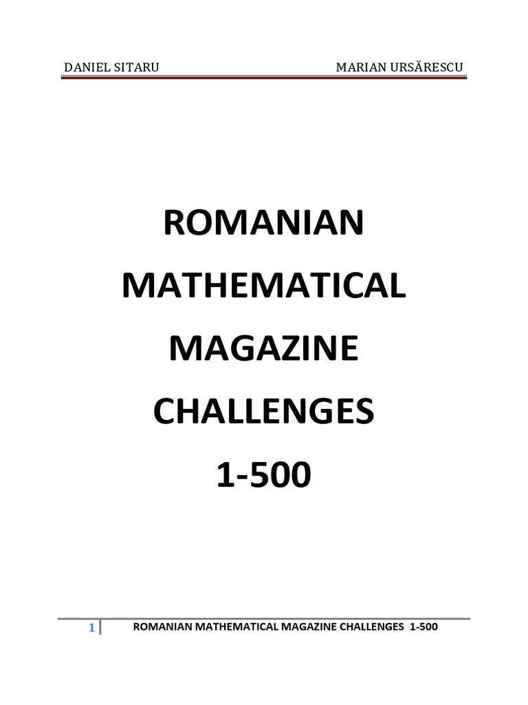 Romanian Math Challenges 1-500 | PDF | Elementary Geometry | Euclidean ...