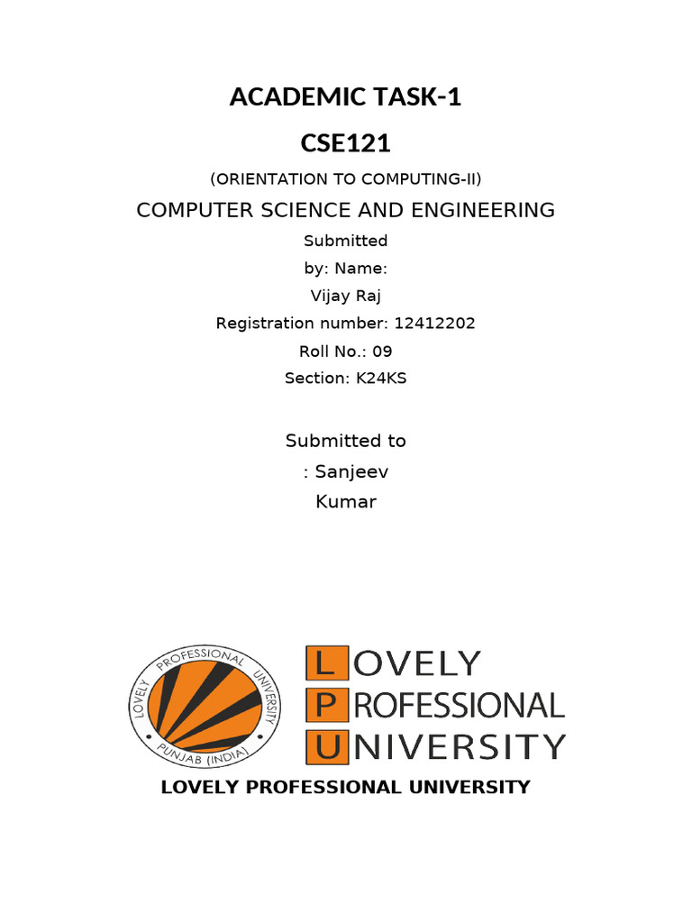 VijayRajCA1 | PDF | Computing | Computer Science