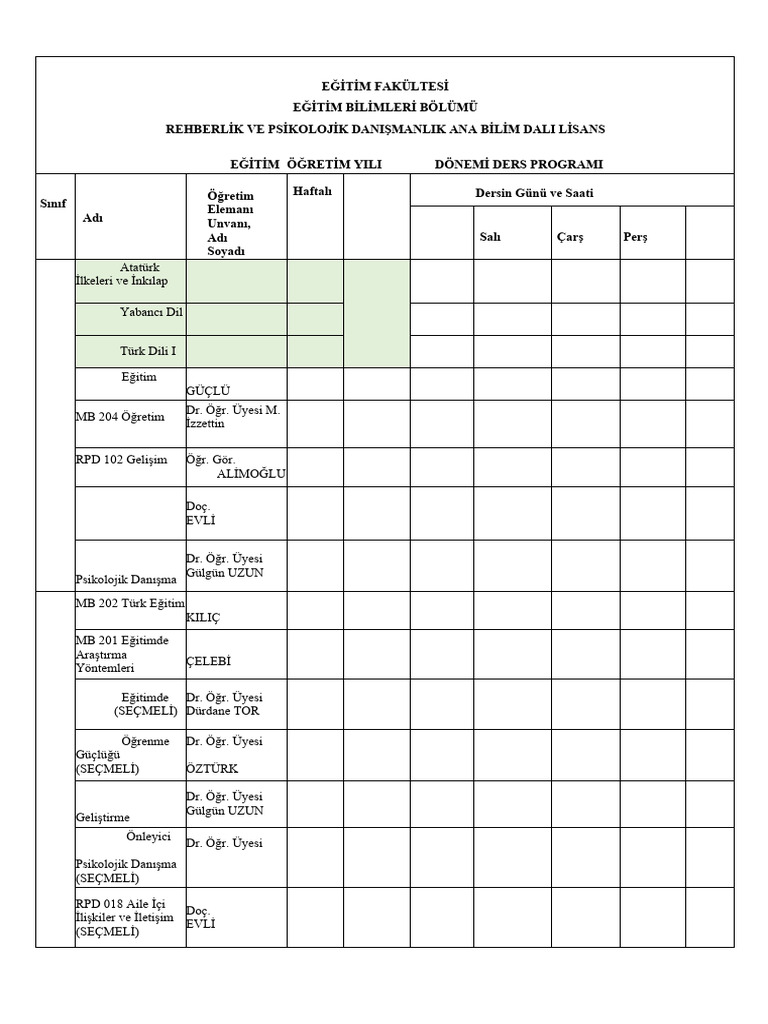 Bahar 2024 2025 Resmi PDR Program Guncel | PDF