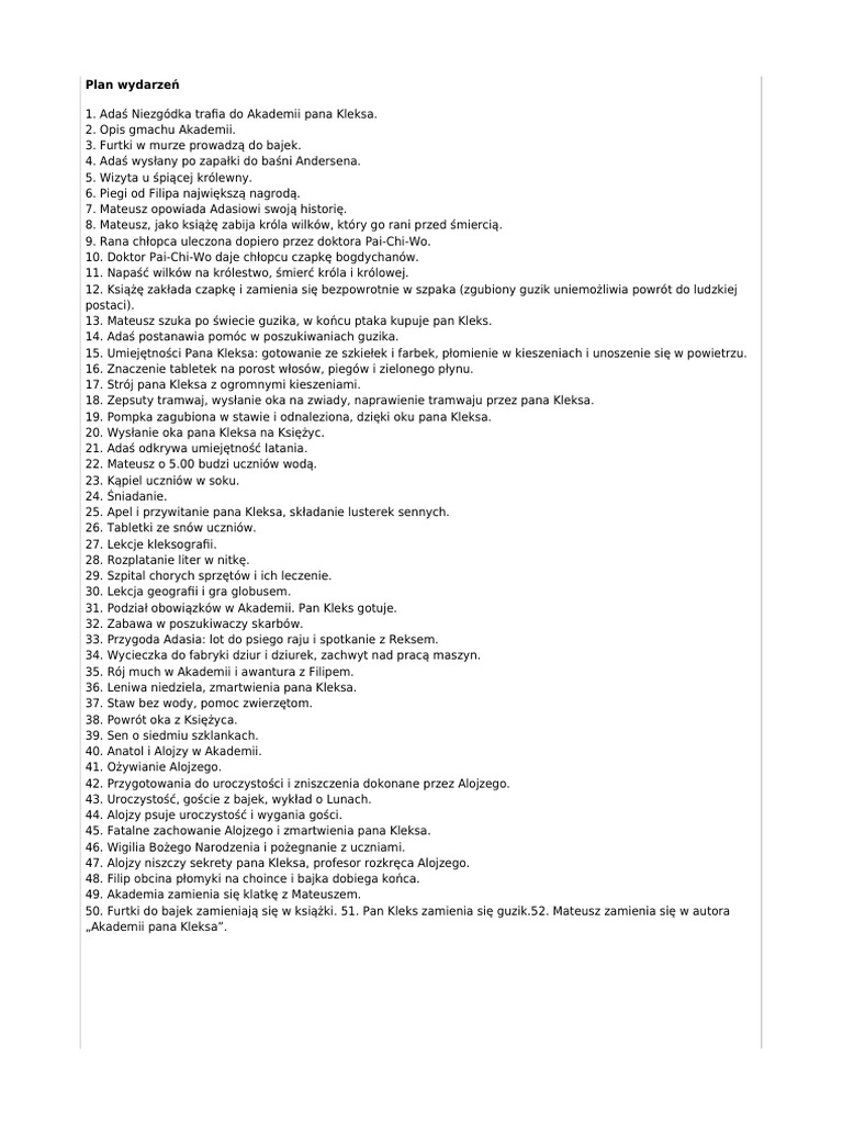 Akademia Pana Kleksa - Sciaga | PDF