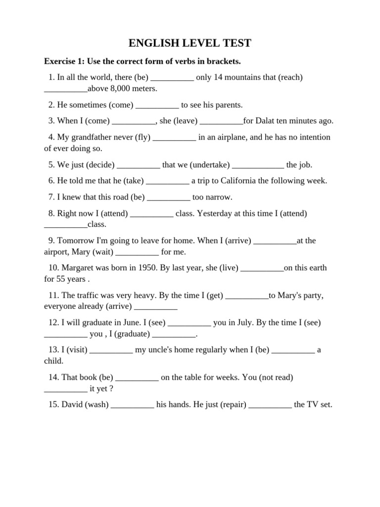 ENGLISH LEVEL TEST | PDF
