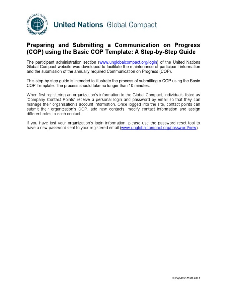 UNGC Basic COP Step by Step Guide | Login | Password