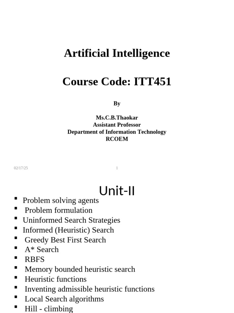 AI Unit2 ProblemSolving | PDF | Algorithms And Data Structures | Theoretical Computer Science