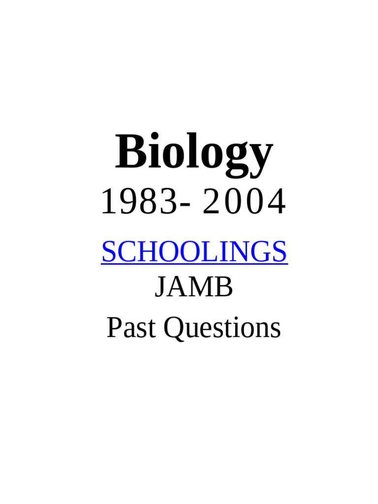JAMB Biology Past Questions 1983 2004 | PDF | Soil | Root