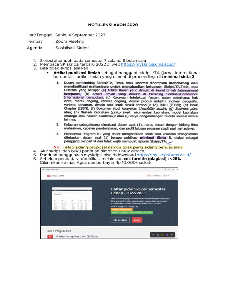 Notulensi Sosialisasi Skripsi | PDF