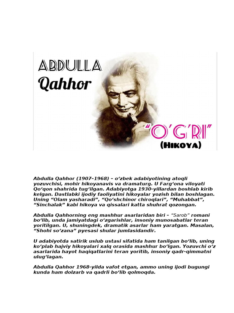 Abdulla Qahhor | PDF