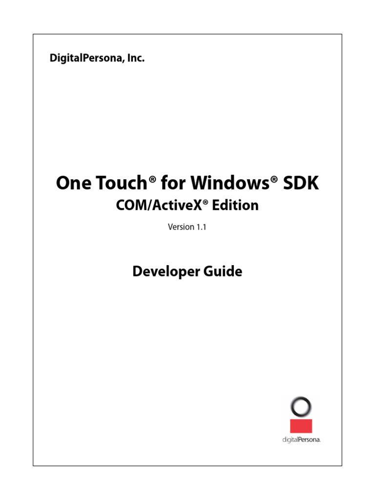 One Touch For Windows SDK Com Activex Developer Guide | PDF | Component Object Model | Biometrics