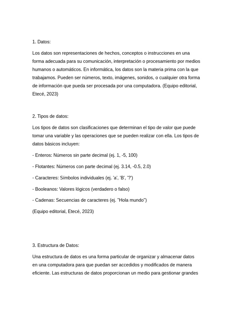 Tarea 1 Estructura de Datos I | PDF | Datos | Tipo de datos