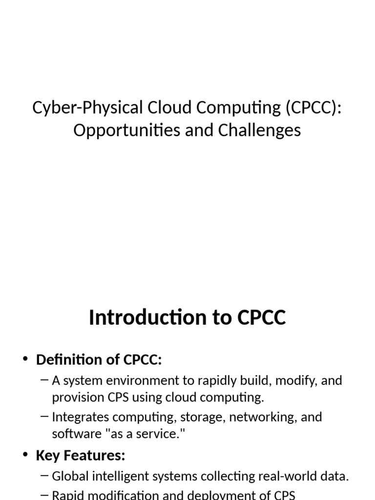 Cyber-Physical Cloud Computing (CPCC) - 04-11-2024 | PDF