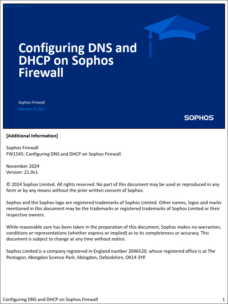 FW1545 21.0v1 Configuring DNS and DHCP On Sophos Firewall | PDF | Domain Name System | Ip Address