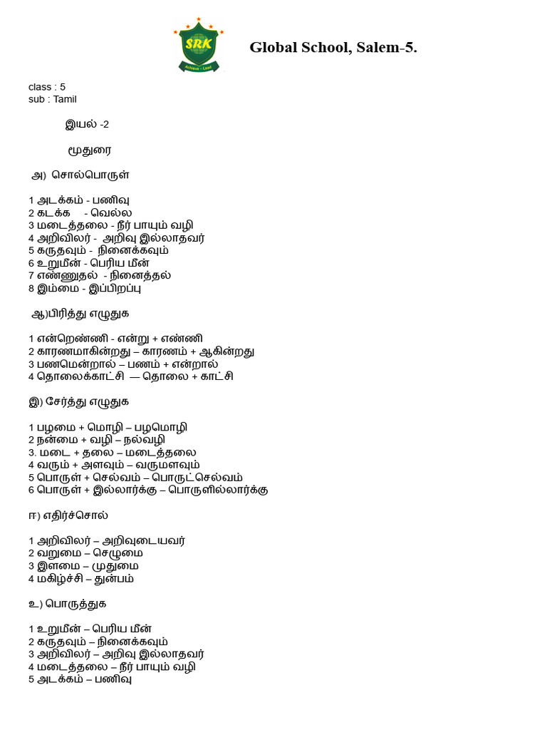 இயல் -2 Exam refresher | PDF