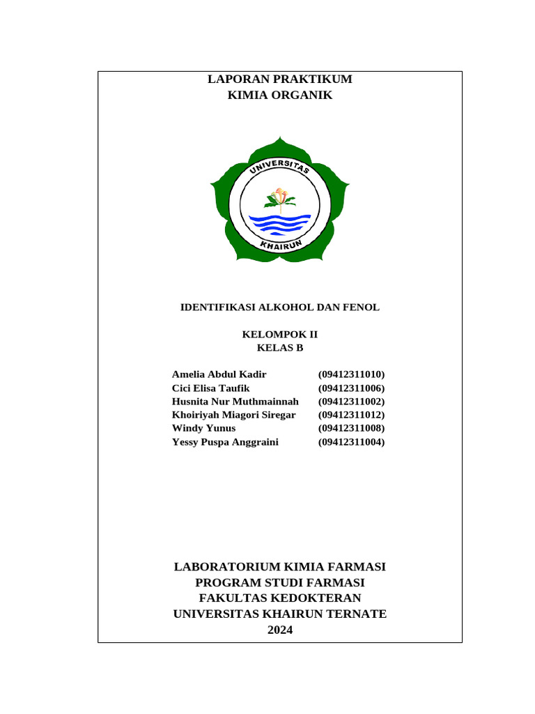 LAPORAN PRAKTIKUM KIMOR 4 (Identifikasi Senyawa Alkohol Dan Fenol) | PDF