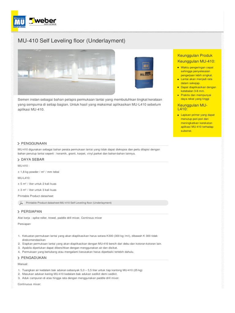 MU-410: Lantai Rata dan Cepat Kering | PDF