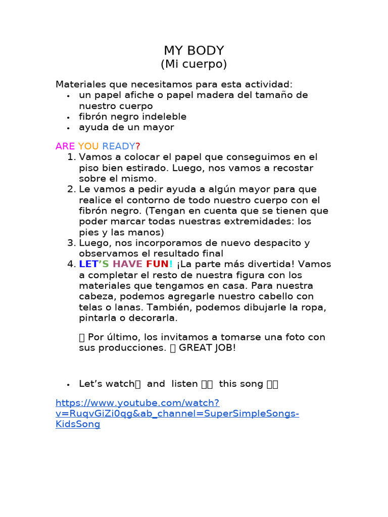 My Body Actividad | PDF