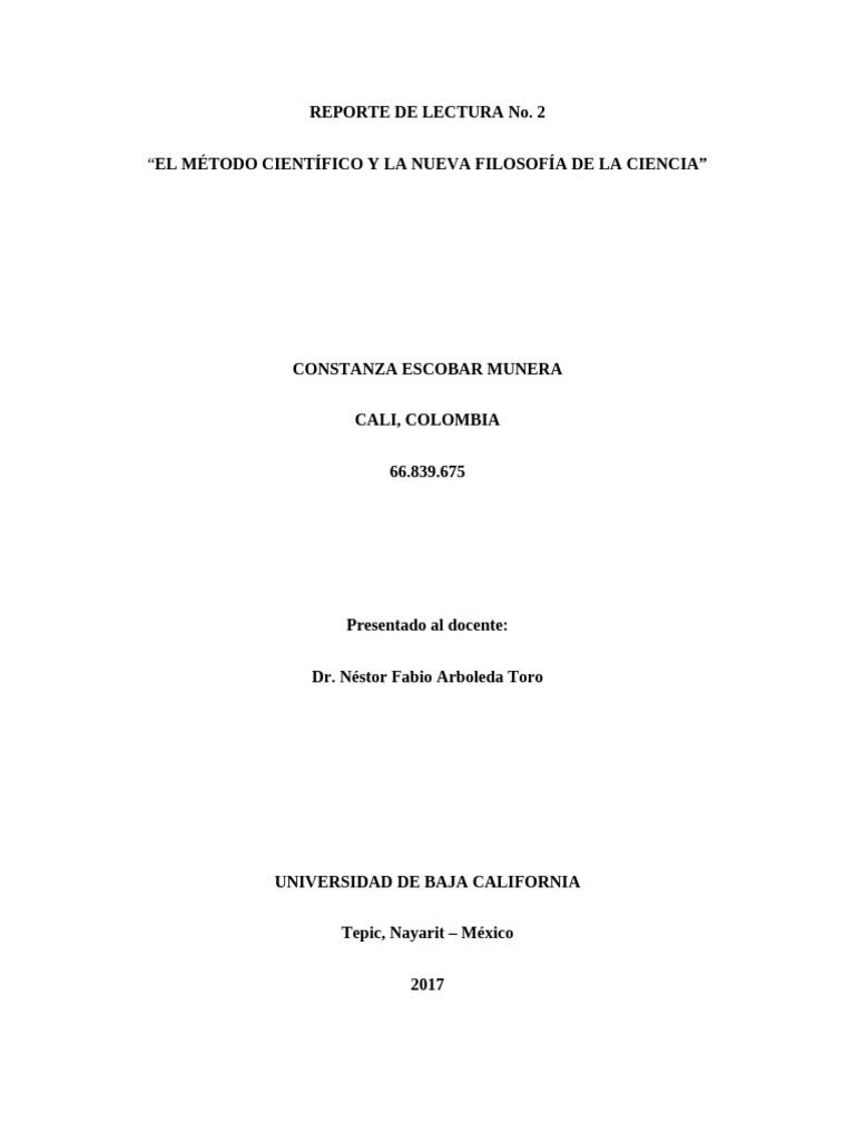Reporte de Lectura No 2 | PDF | Paradigma | Filosofía de la Ciencia
