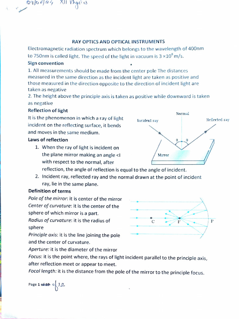 Ray Optics and Optical Instruments | PDF